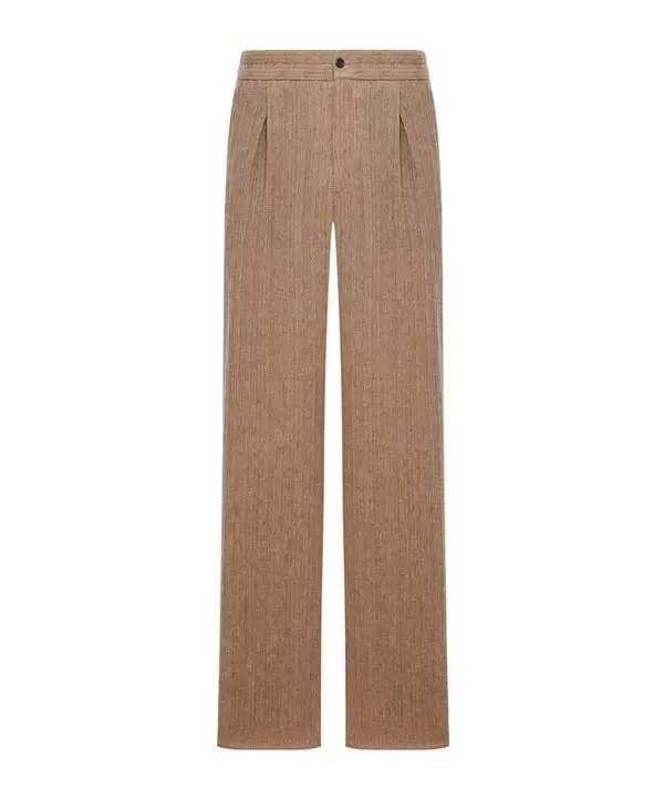 Giorgio Armani Pleated Linen Trousers - Brown