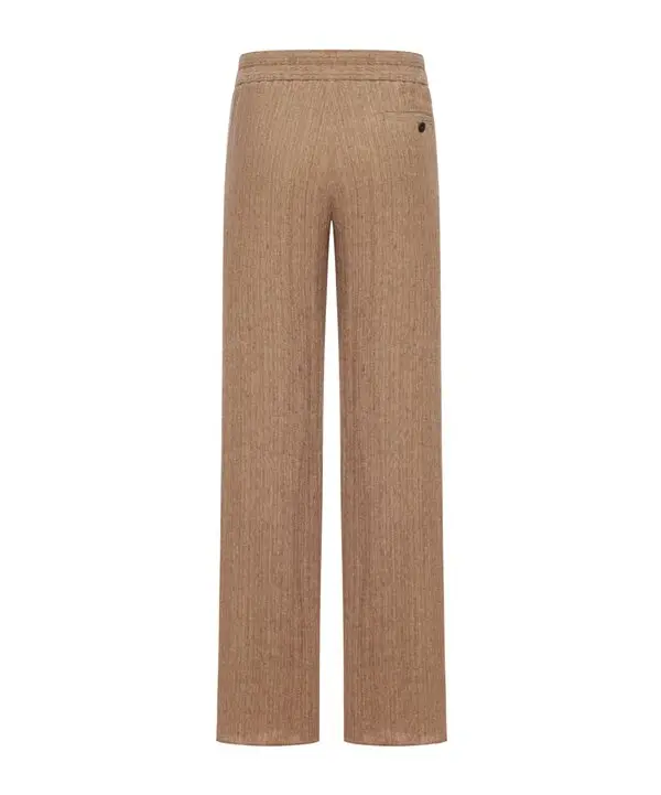 Giorgio Armani Pleated Linen Trousers - Brown
