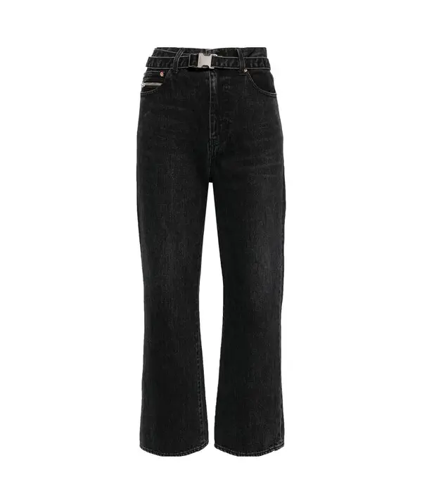 Sacai Straight-leg Belted Cropped Jeans