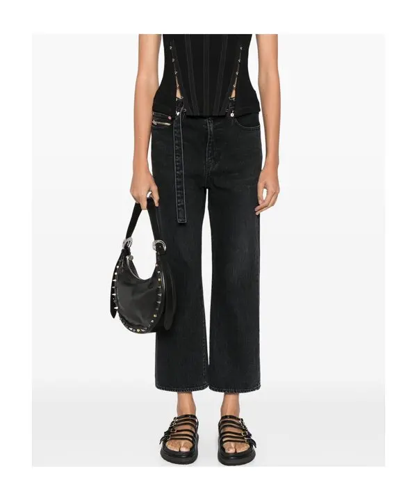 Sacai Straight-leg Belted Cropped Jeans