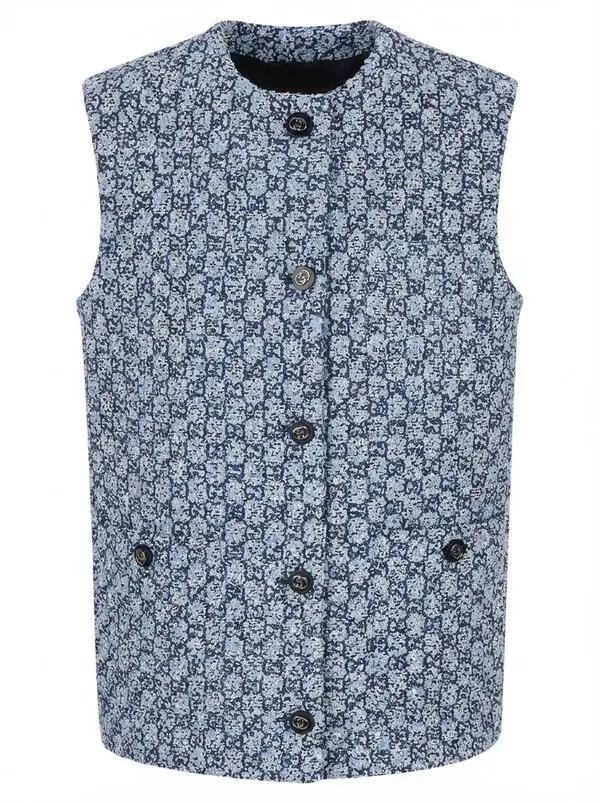 Gucci Monogrammed Tweed Vest - Gray