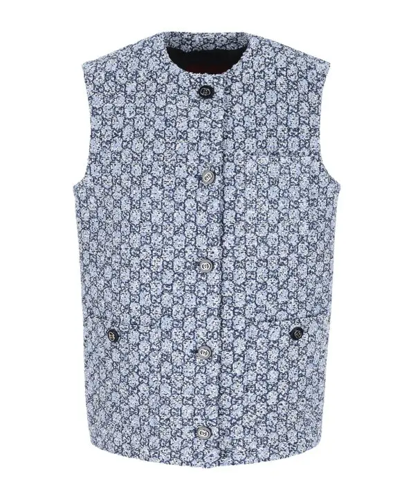 Gucci Monogrammed Tweed Vest - Gray