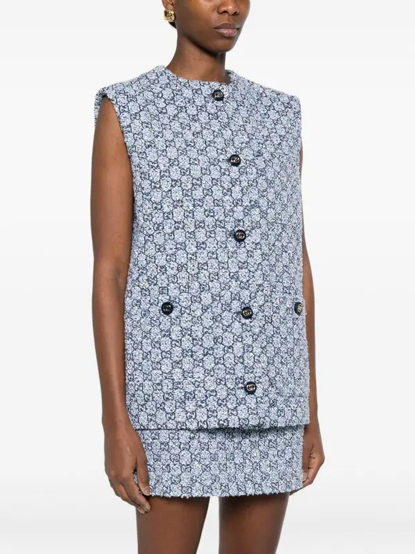 Gucci Monogrammed Tweed Vest - Gray