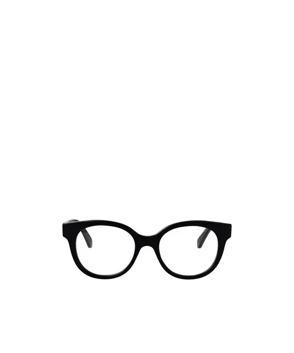 Loewe Round Frame Eyeglasses With Gold Tone Logo - Black