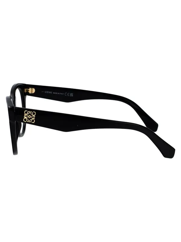 Loewe Round Frame Eyeglasses With Gold Tone Logo - Black