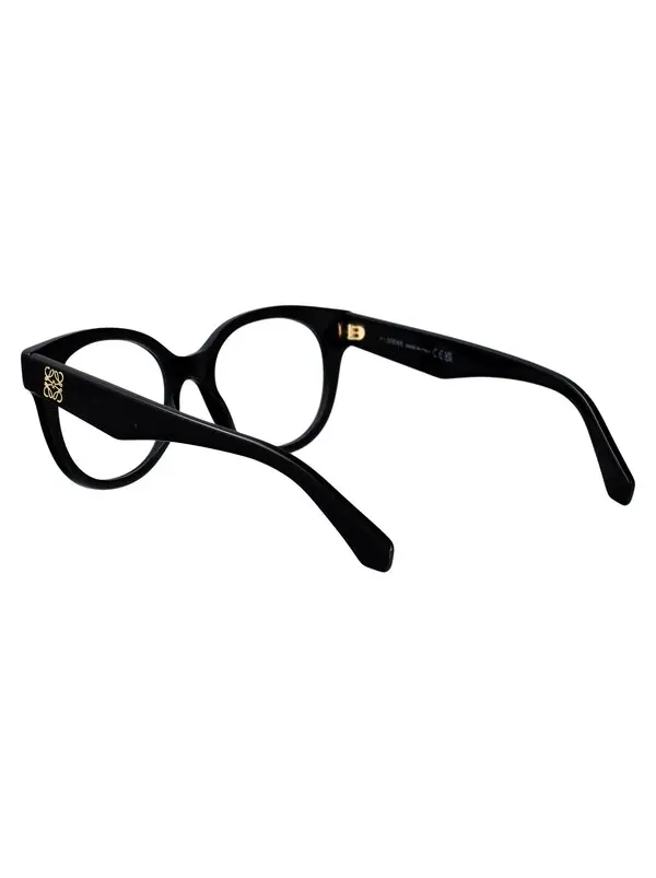 Loewe Round Frame Eyeglasses With Gold Tone Logo - Black