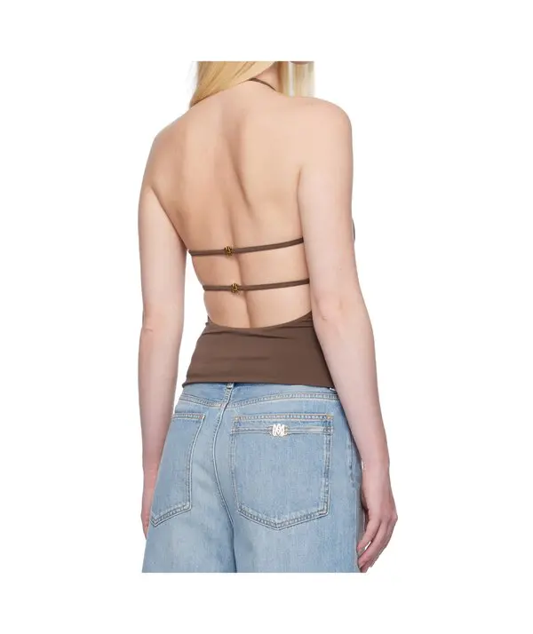 Amiri Halter Neck Top With Logo Hardware