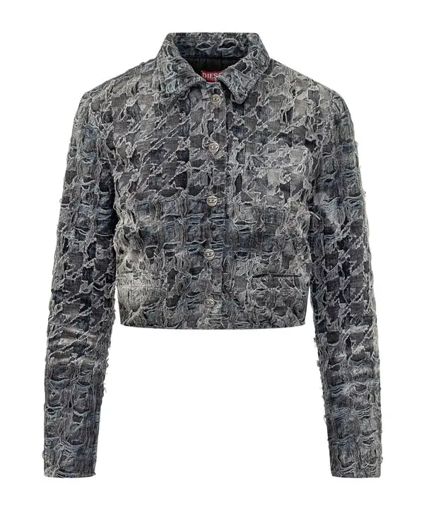 DIESEL® Distressed Cropped Denim Jacket