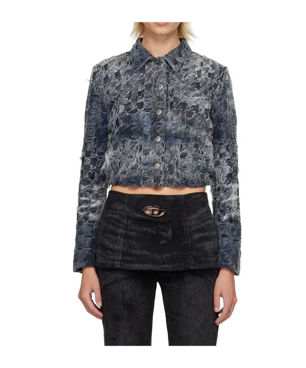 DIESEL® Distressed Cropped Denim Jacket