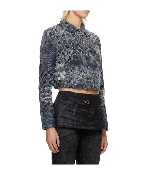 DIESEL® Distressed Cropped Denim Jacket
