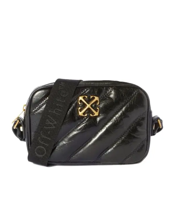 Off-White Quilted Camera Bag With Logo Pattern - Black