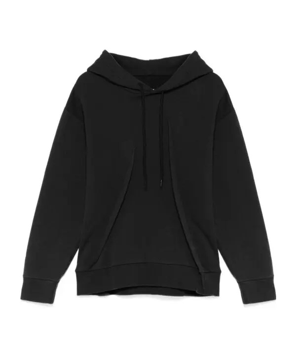 MAISON MARGIELA Drawstring Hoodie With Asymmetrical Pleats - Black