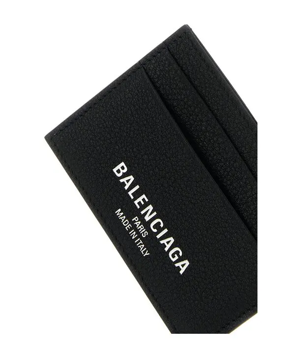 Balenciaga Logo Debossed Credit Card Holder - Black