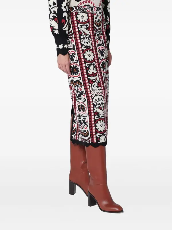 Farm Rio Jacquard Wrap Midi Skirt