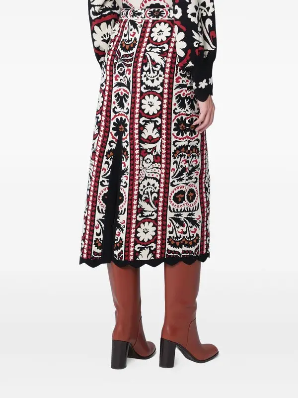 Farm Rio Jacquard Wrap Midi Skirt