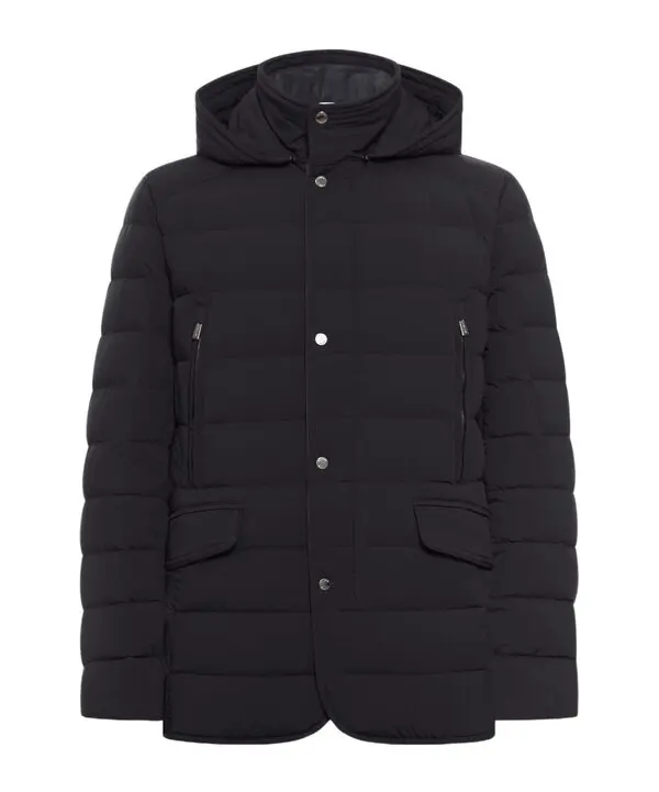 MOORER Hooded Quilted Jacket - Black