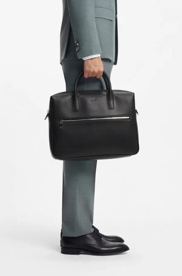 Hugo Boss Leather Laptop Bag With Double Handles