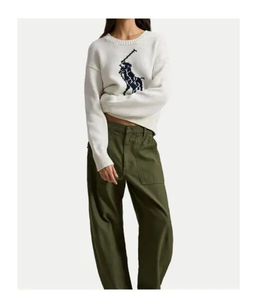 Polo Ralph Lauren Intarsia Logo Knit Sweater - White