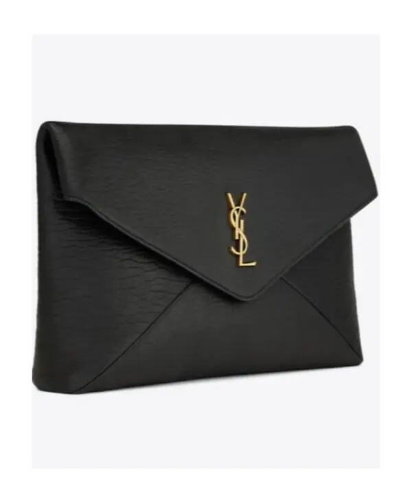 Saint Laurent Cassandre Envelope Large Clutch Bag - Black