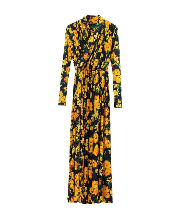 Balenciaga Floral Print Maxi Dress - Black