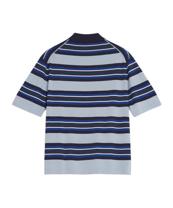 Maison Kitsuné Bold Fox Head Patch Fine Gauge Striped Polo Shirt