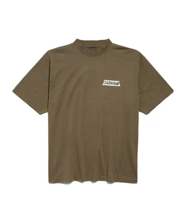 Balenciaga Masking Tape Medium Fit T-shirt - Khaki