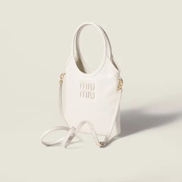 Miu Miu Mini Handbag With Leather Lettering Logo - White