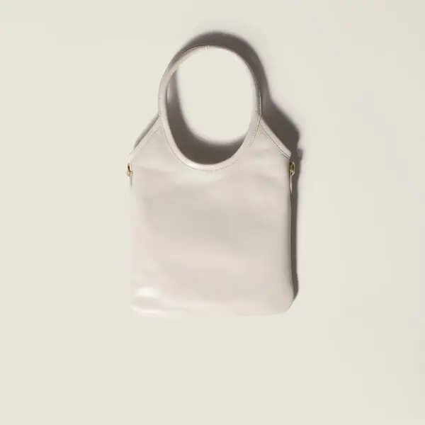 Miu Miu Mini Handbag With Leather Lettering Logo - White