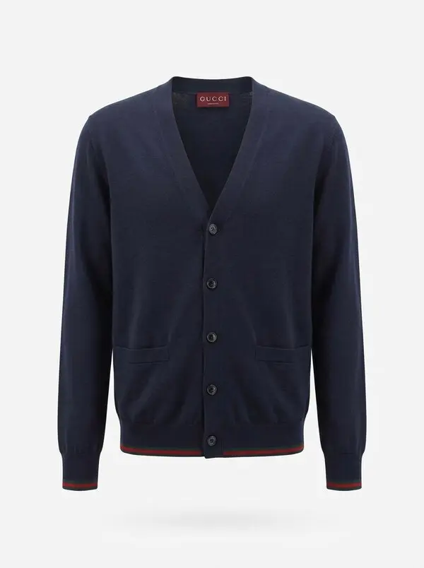 Gucci V-neck Button-up Knit Cardigan - Dark Blue