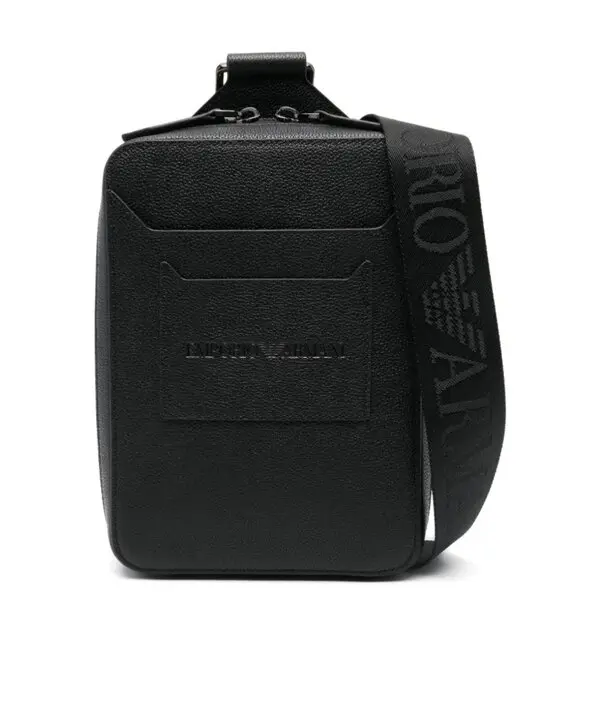 Emporio Armani Embossed Logo Shoulder Bag - Black