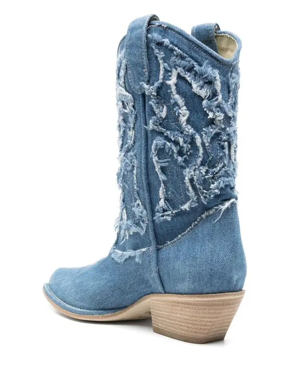 VIC MATIE Distressed Embroidered Boots