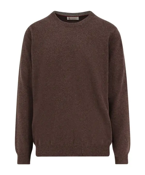 Brunello Cucinelli Long Sleeve Ribbed Hem Sweater - Brown