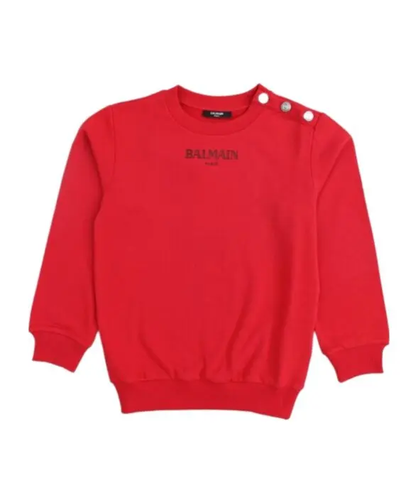 Balmain Logo-print Cotton Sweatshirt - Red