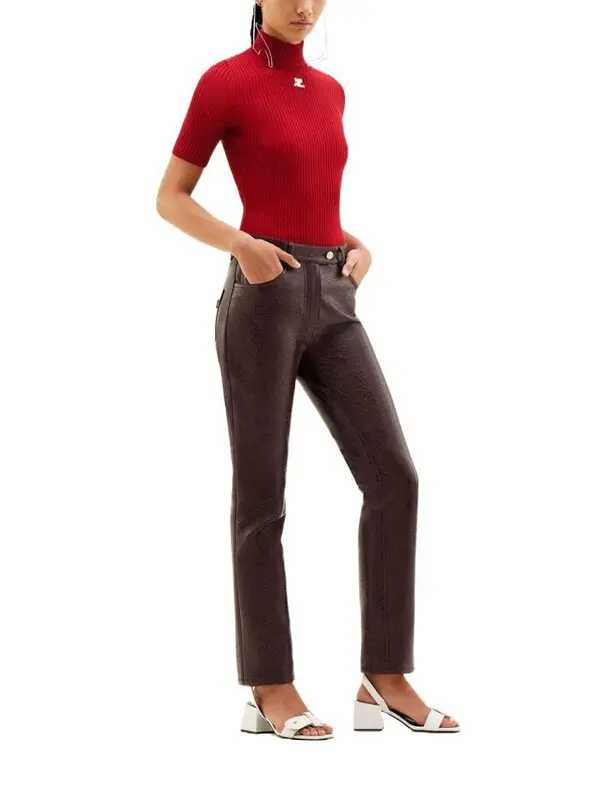 COURREGES Ribbed High Neck Knit Top - Red