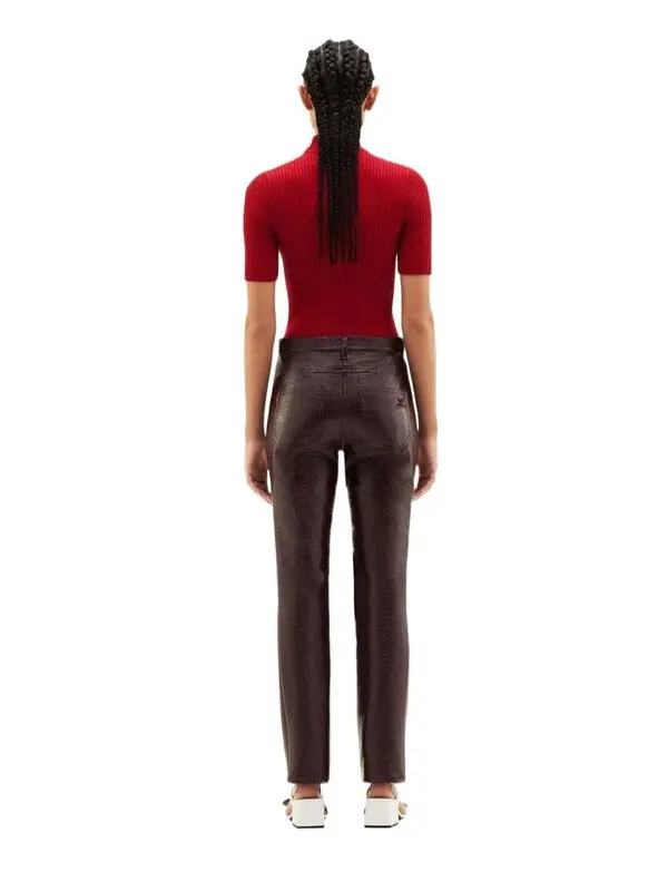 COURREGES Ribbed High Neck Knit Top - Red