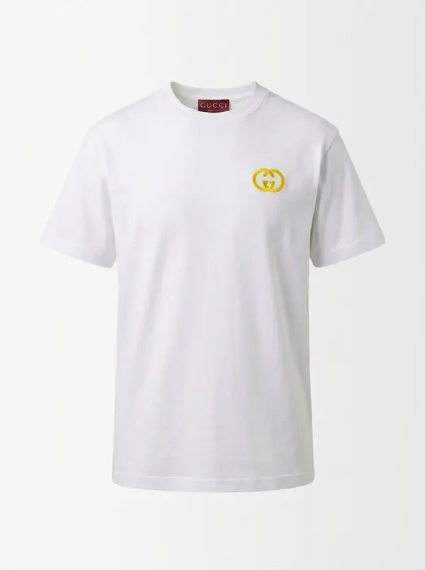 Gucci Crewneck Jersey T-shirt With Interlocking G Detail - White