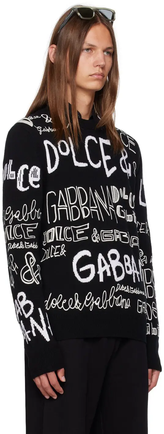 Dolce & Gabbana Logo Intarsia Knit Crew Neck Jumper