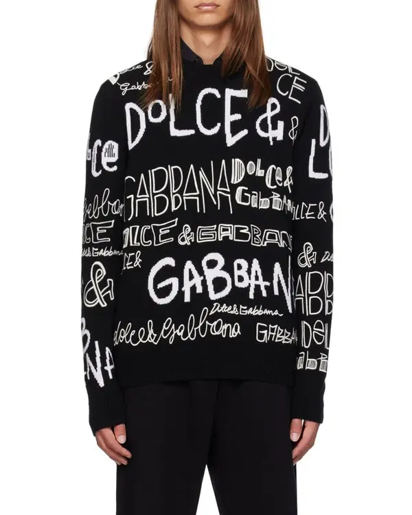 Dolce & Gabbana Logo Intarsia Knit Crew Neck Jumper