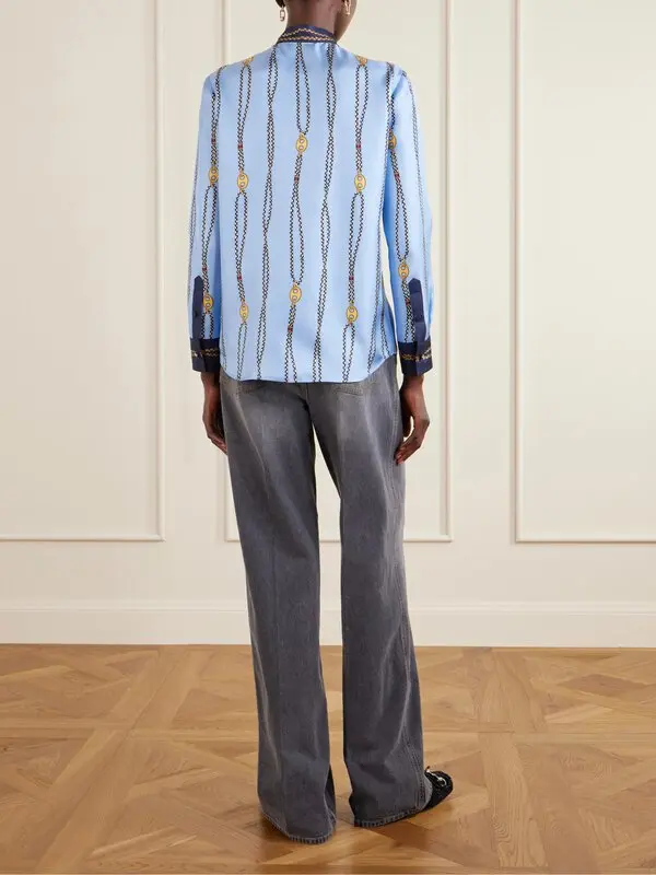Gucci Chain Print Long Sleeve Shirt - Light Blue