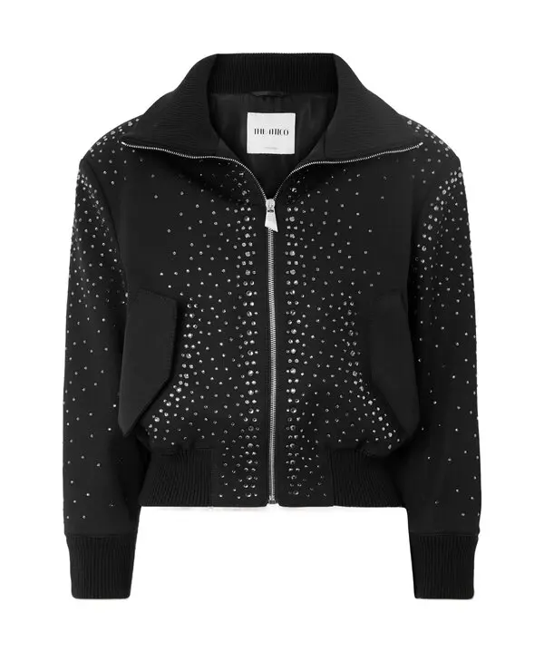 Attico Crystal-embellished Twill Bomber Jacket