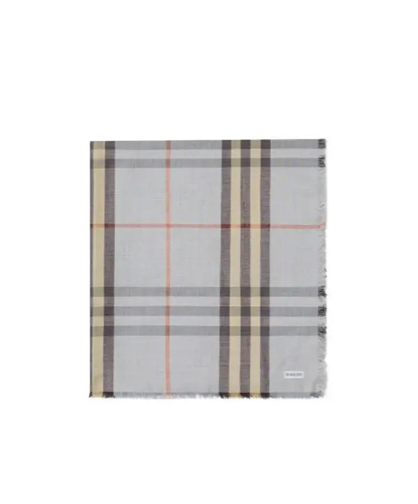 Burberry Reversible Check Fringed Scarf - Wave Blue/stone Beige
