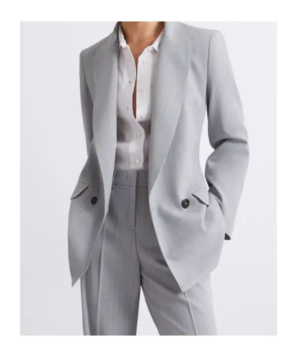 Marella Malfilé-look Stretch Canvas Blazer - Light Gray