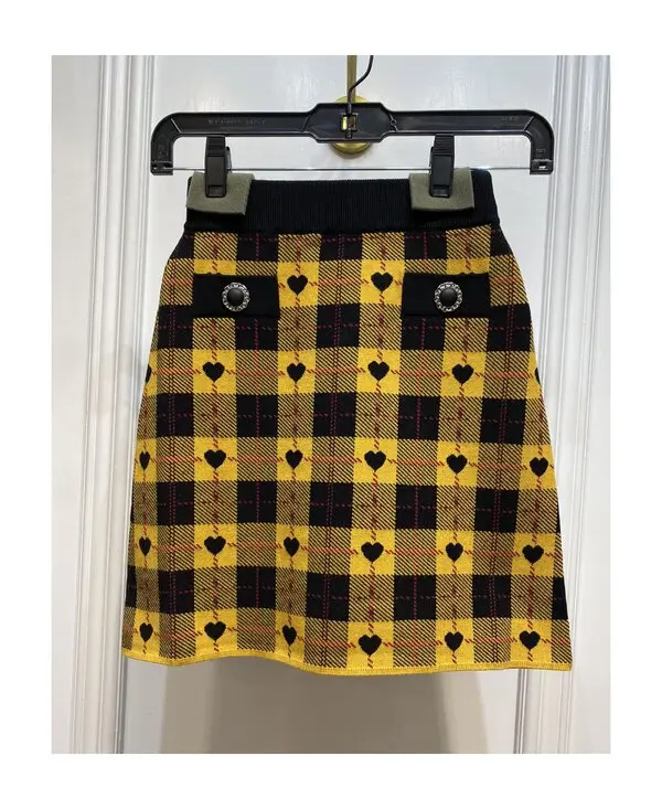 Alessandra Rich Knitted Mini Skirt With Plaid Design