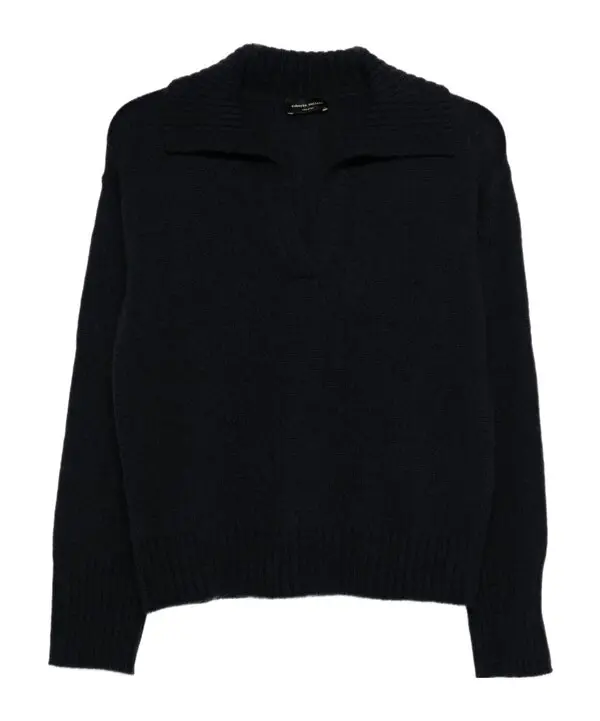 ROBERTO COLLINA Long-sleeved Ribbed Sweater - Black