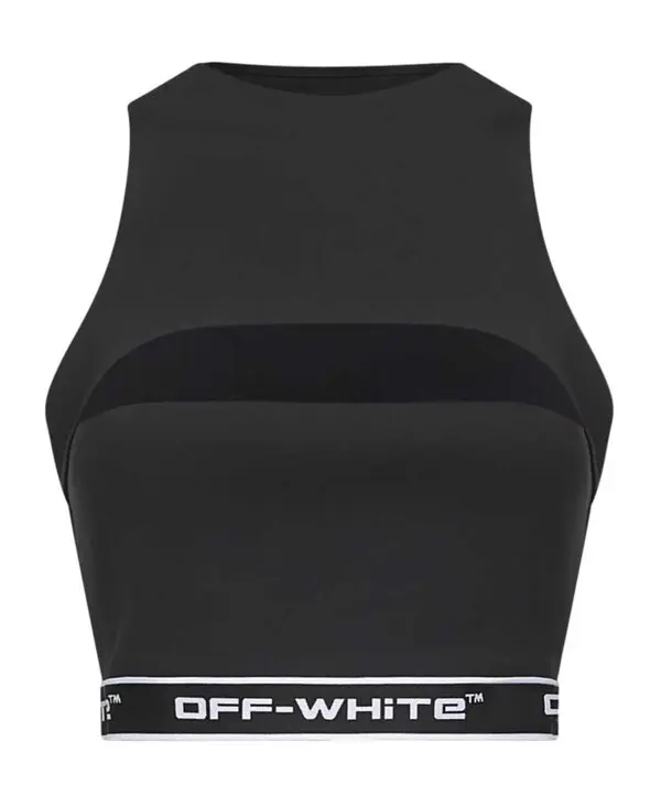 Off-White Logoband Cut-out Crewneck Top - Black