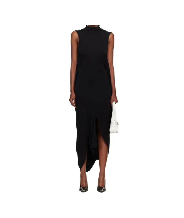 MARINE SERRE Asymmetrical Draped Open-back Dress