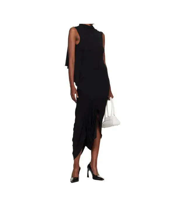 MARINE SERRE Asymmetrical Draped Open-back Dress