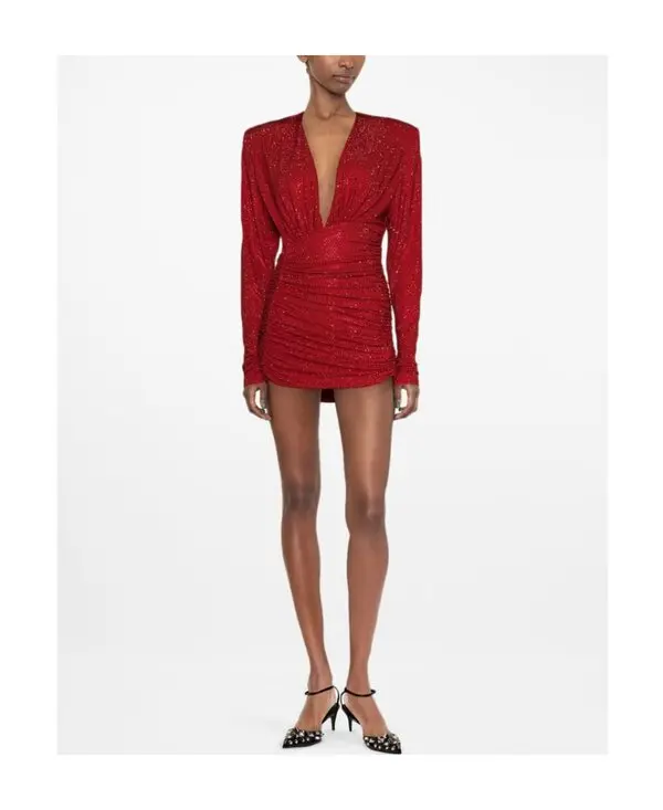 Alexandre Vauthier Crystal Embellished Mini Dress - Red