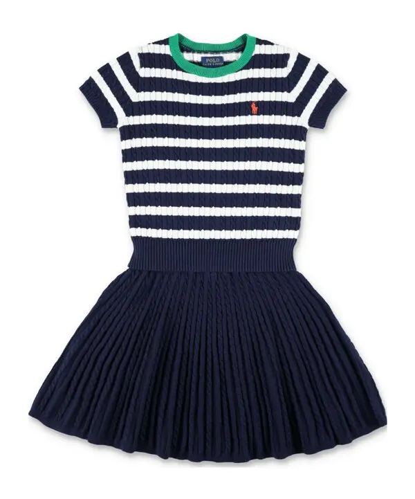 Polo Ralph Lauren Striped Knit Top And Midi Skirt Set