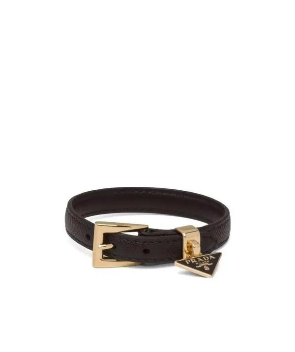 Prada Logo Plaque Buckle Bracelet - Black